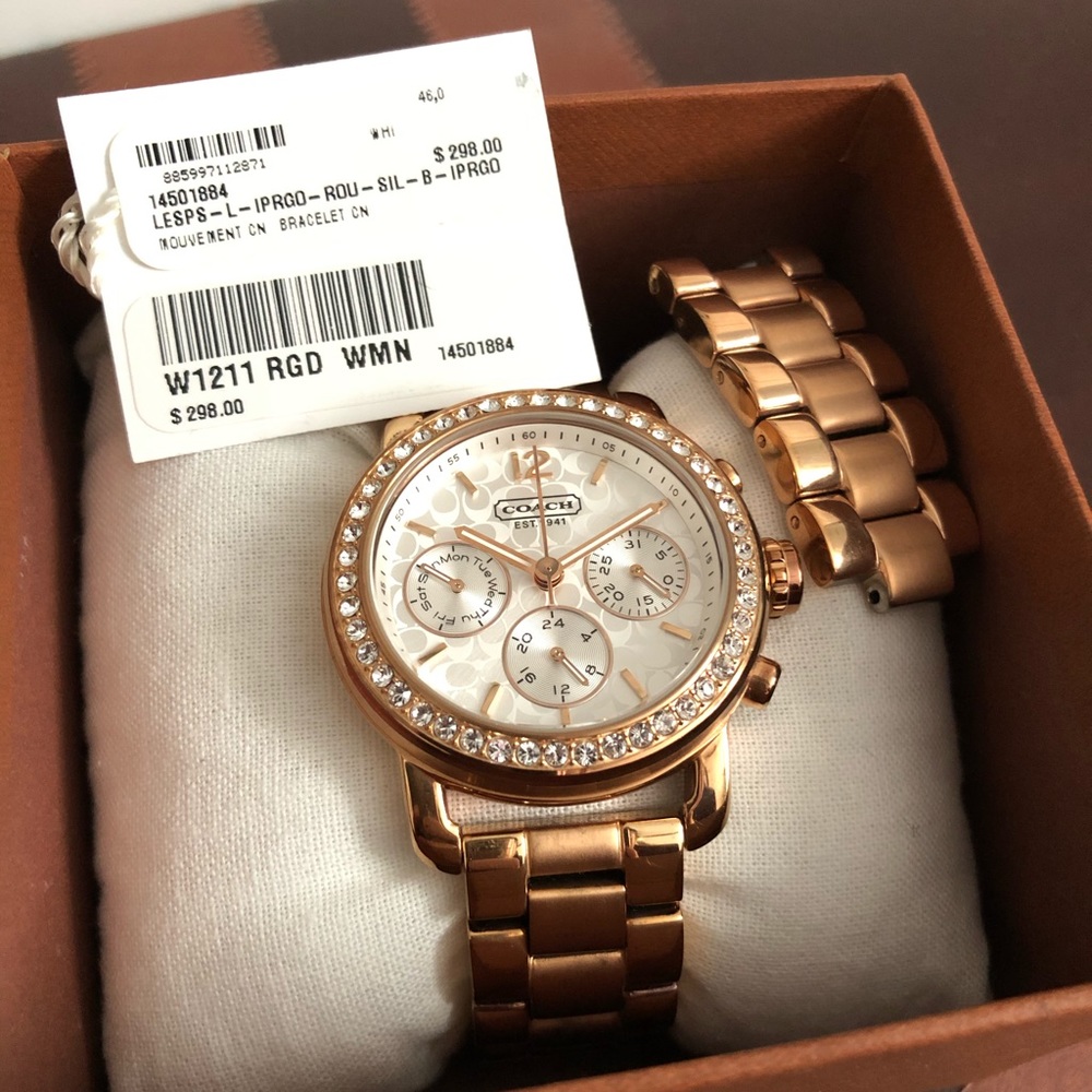 Coach Rose Gold Watch W/ Swarovski Crystals - Gem